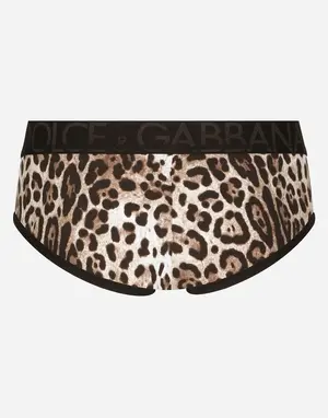 Dolce & Gabbana Two-way Stretch Jersey Brando Briefs With Leopard Print - Animal Print