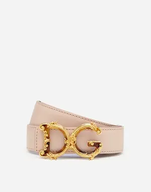Dolce & Gabbana Leather Belt With Dg Baroque Logo