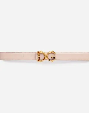 Dolce & Gabbana Leather Belt With Dg Baroque Logo