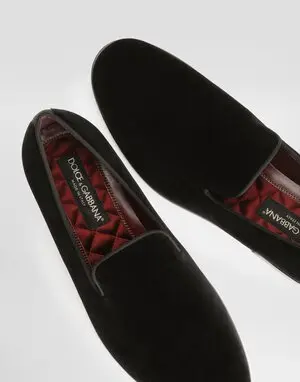 Dolce & Gabbana Milano Velvet Slippers - Black
