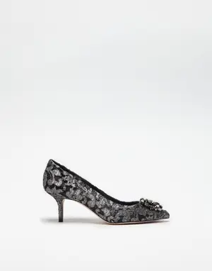 Dolce & Gabbana Lurex Lace Pumps With Brooch - Grey