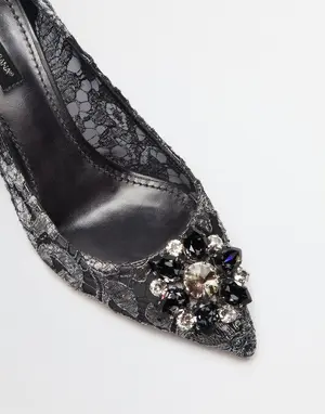 Dolce & Gabbana Lurex Lace Pumps With Brooch - Grey