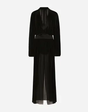 Dolce & Gabbana Long Silk Chiffon Tuxedo Dress