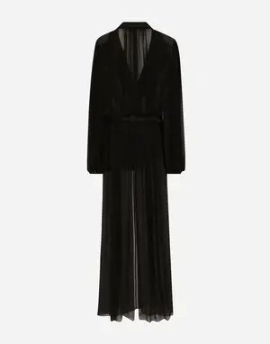 Dolce & Gabbana Long Silk Chiffon Tuxedo Dress