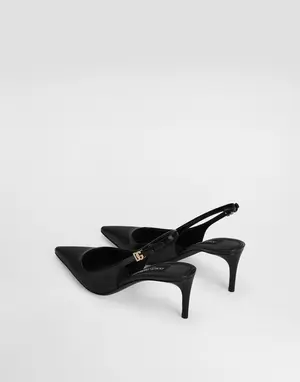 Dolce & Gabbana Patent Leather Slingbacks With Dg Logo - Black