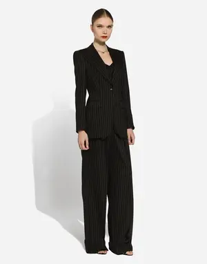 Dolce & Gabbana Flared Pinstripe Stretch Wool Pants