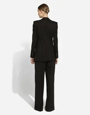 Dolce & Gabbana Flared Pinstripe Stretch Wool Pants