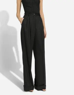 Dolce & Gabbana Flared Pinstripe Stretch Wool Pants