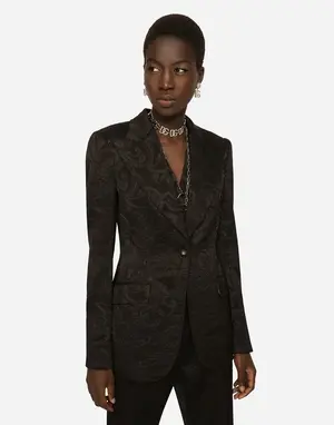 Dolce & Gabbana Floral Jacquard Turlington Blazer - Black