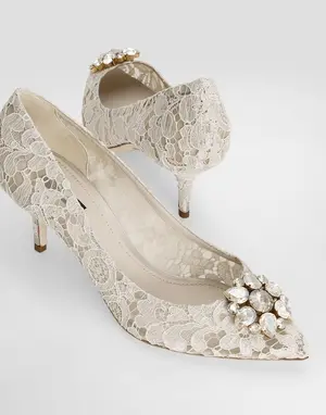 Dolce & Gabbana Bellucci Pump In Taormina Lace With Crystals - White