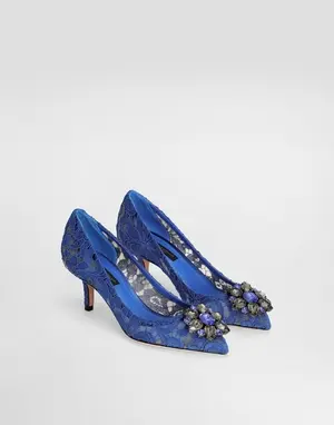 Dolce & Gabbana Bellucci Lace Pumps With Brooch - Blue