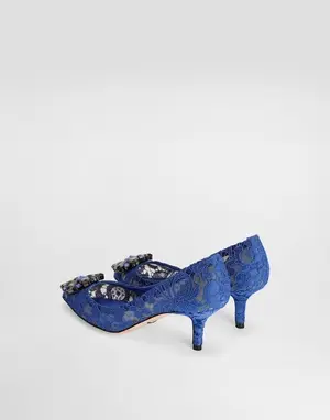 Dolce & Gabbana Bellucci Lace Pumps With Brooch - Blue