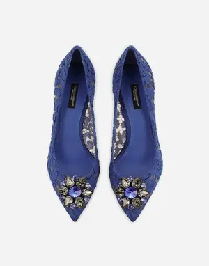 Dolce & Gabbana Bellucci Lace Pumps With Brooch - Blue