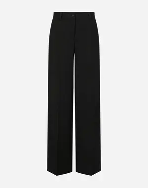 Dolce & Gabbana Flared Wool Gabardine Trousers - Black