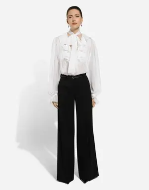 Dolce & Gabbana Flared Wool Gabardine Trousers - Black
