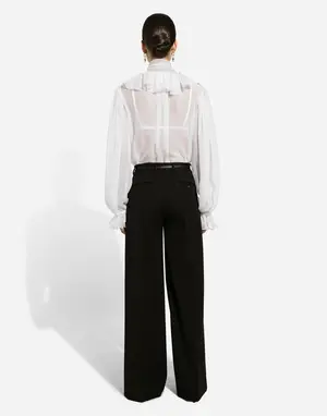 Dolce & Gabbana Flared Wool Gabardine Trousers - Black