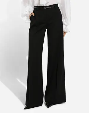 Dolce & Gabbana Flared Wool Gabardine Trousers - Black