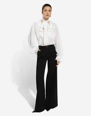 Dolce & Gabbana Flared Wool Gabardine Trousers - Black