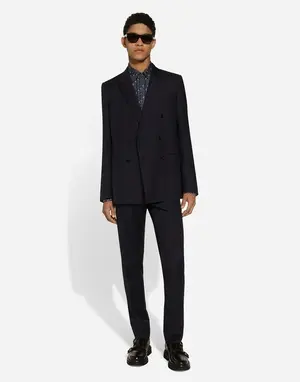 Dolce & Gabbana Silk Martini-fit Shirt With Tie Print - Blue