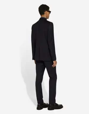 Dolce & Gabbana Silk Martini-fit Shirt With Tie Print - Blue