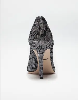 Dolce & Gabbana Bellucci Lurex Lace Pumps With Brooch - Grey