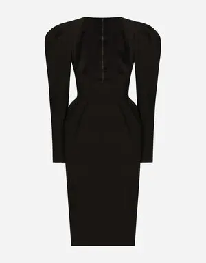 Dolce & Gabbana Calf-length Wool Dress With Open Neckline - Black