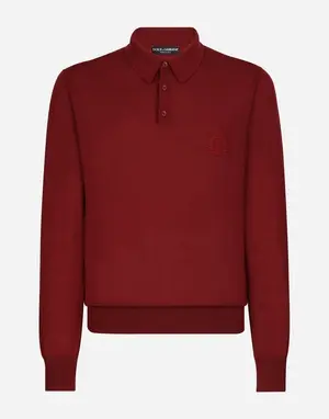 Dolce & Gabbana Cashmere Polo-style Sweater With Dg Logo Embroidery - Bordeaux