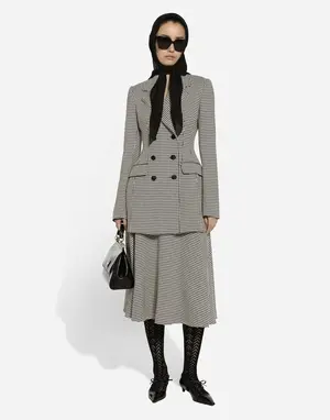 Dolce & Gabbana Houndstooth Wool Circle Skirt