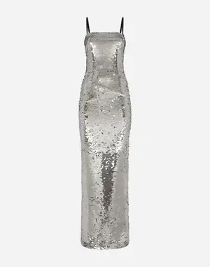 Dolce & Gabbana Long Sequined Dress - Silver
