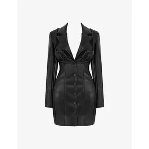 Mistress Rocks Lapel-Collar Vegan-Leather Mini Dress In Black - 31% Off |  Editorialist