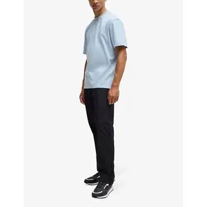 Hugo Logo-embossed Leather And Mesh Low-top Trainers - Dark Blue