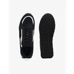 Hugo Logo-embossed Leather And Mesh Low-top Trainers - Dark Blue