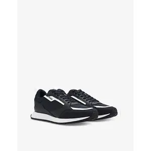 Hugo Logo-embossed Leather And Mesh Low-top Trainers - Dark Blue