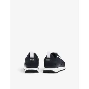 Hugo Logo-embossed Leather And Mesh Low-top Trainers - Dark Blue