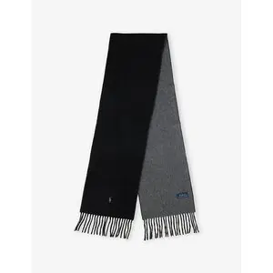 Polo Ralph Lauren Reversible Embroidered-pony Recycled Wool-blend Scarf