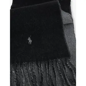 Polo Ralph Lauren Reversible Embroidered-pony Recycled Wool-blend Scarf