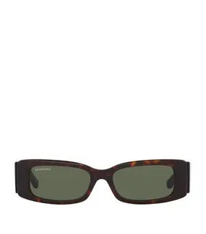 Balenciaga Balenciaga Tortoiseshell Acetate Rectangle Sunglasses Brown