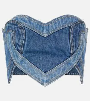 AREA Strapless Denim Top - Blue