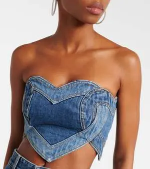AREA Strapless Denim Top