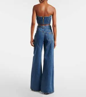 AREA Strapless Denim Top