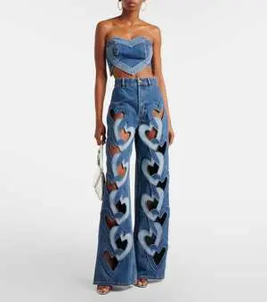 AREA Strapless Denim Top