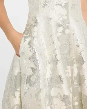 Simkhai Octavia Strapless Metallic Jacquard Gown