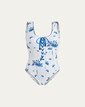 Vilebrequin Herbier Shiny Jersey One-piece Swimsuit - Off White
