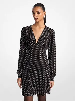Michael Kors Rhinestone Georgette Mini Dress