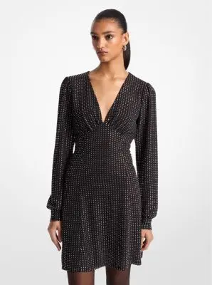 Michael Kors Rhinestone Georgette Mini Dress