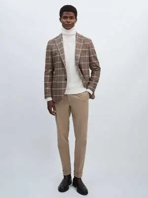 OSCAR JACOBSON Slim Fit 100% Cotton Turn-up Trousers