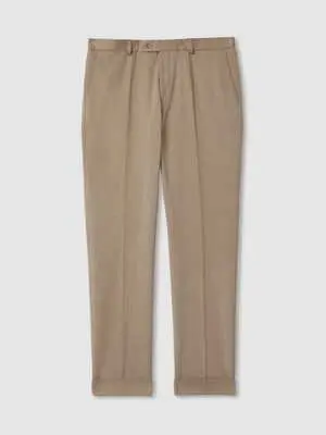 OSCAR JACOBSON Slim Fit 100% Cotton Turn-up Trousers
