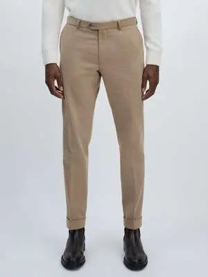 OSCAR JACOBSON Slim Fit 100% Cotton Turn-up Trousers