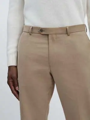 OSCAR JACOBSON Slim Fit 100% Cotton Turn-up Trousers