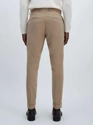 OSCAR JACOBSON Slim Fit 100% Cotton Turn-up Trousers